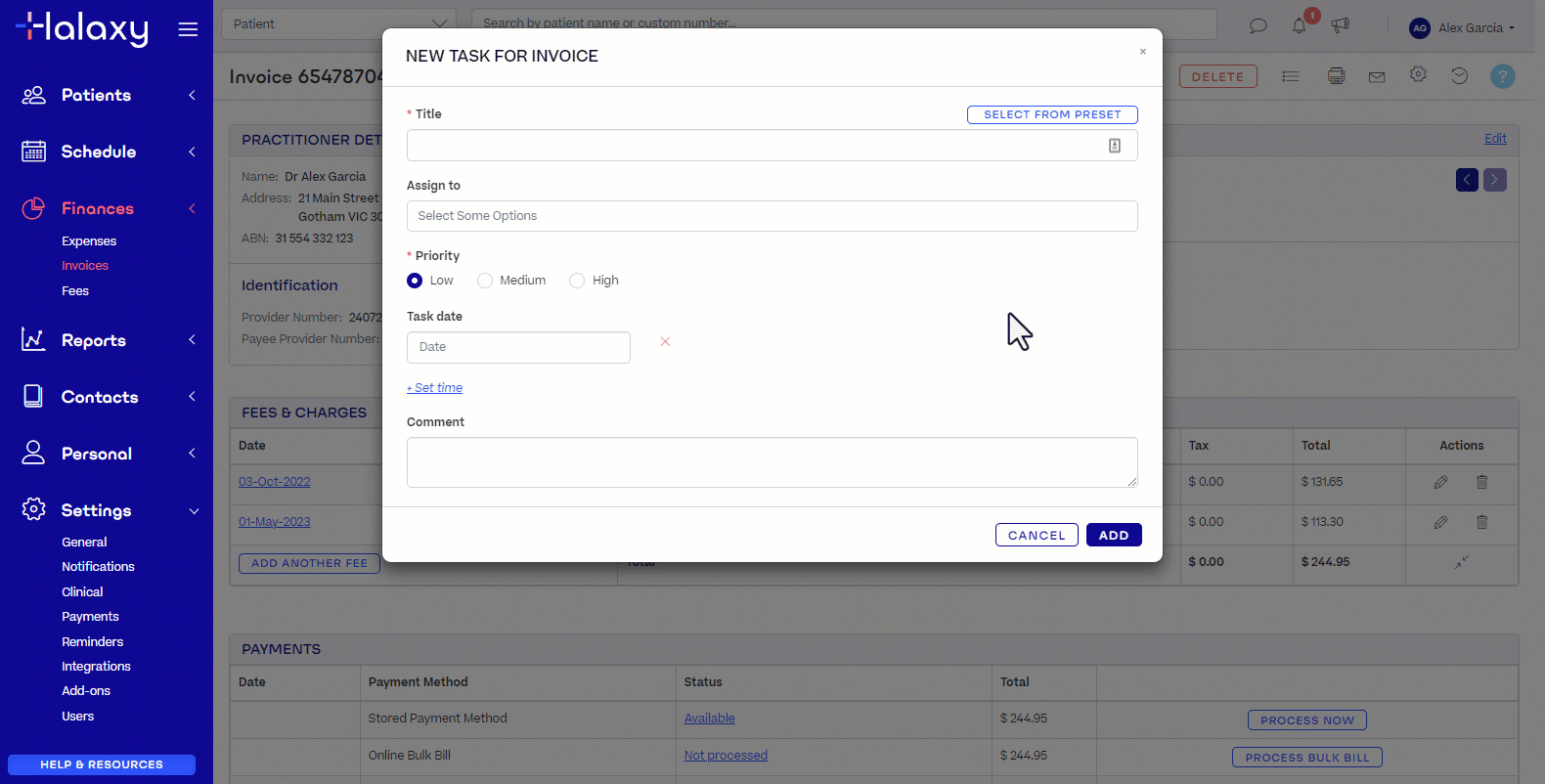 Create a task template – Halaxy Help Guide | Singapore