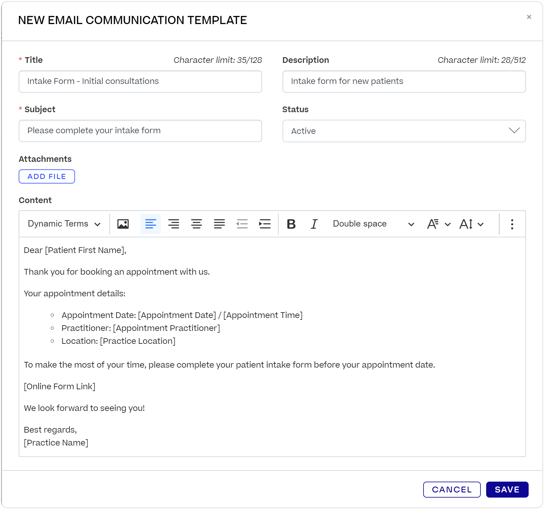 Guide to communication templates – Halaxy Help Guide | Singapore